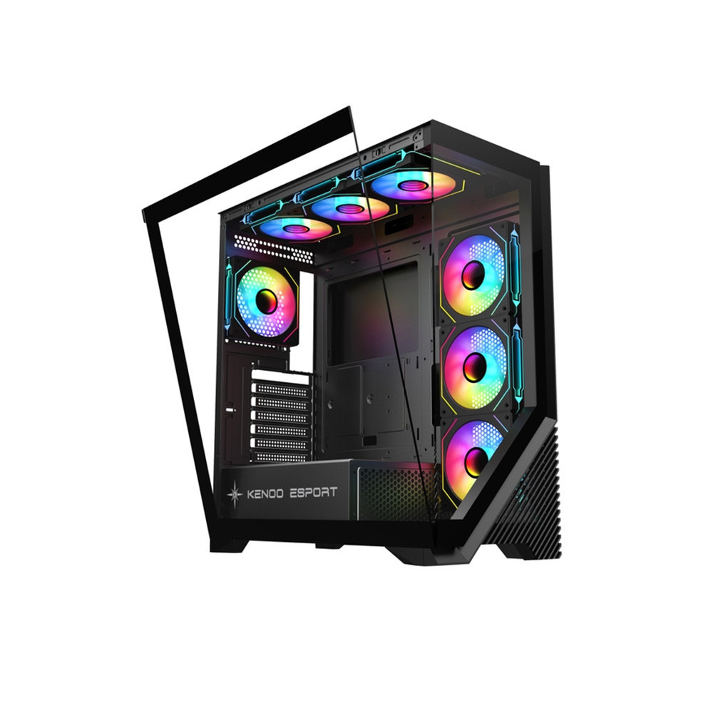 Vỏ Case Máy Tính KENOO ESPORT FK800 (Case Bể Cá, Màu Đen, ATX)